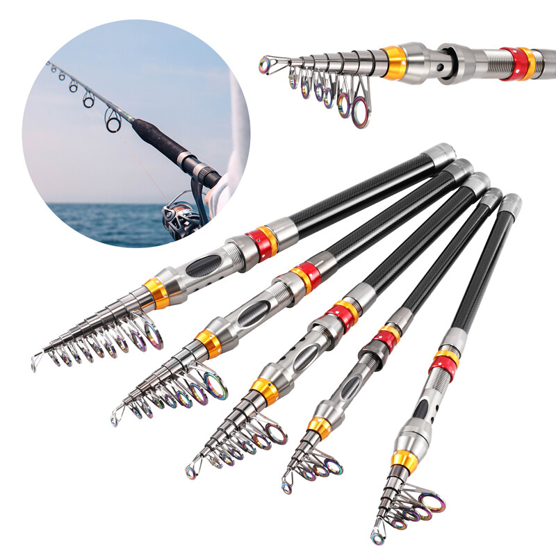 Fishing Pole Collapsible Rods Spinning Carbon Fiber Telescopic Fishing ...
