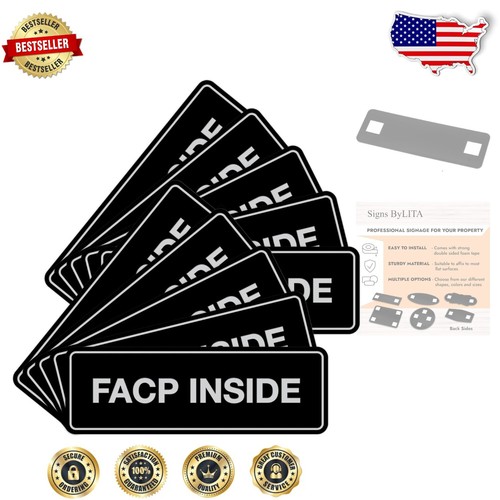 High-Visibility FACP Inside Sign - 10 Pack, Durable Black/Silver Fire ...