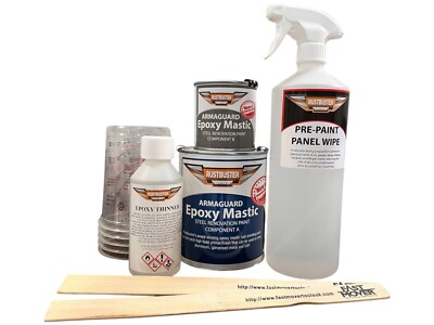 MEDIUM GREY 1.25L Rustbuster Armaguard Epoxy Mastic Rust Proofing Paint ...