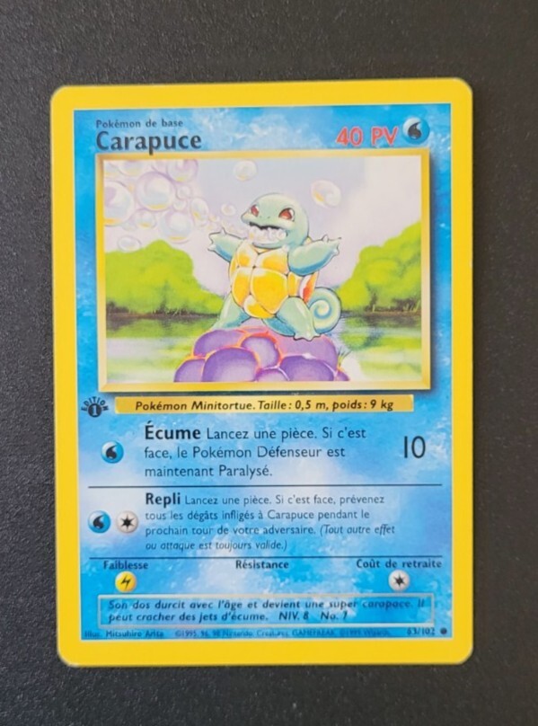 💧 Carte Pokemon : Carapuce 63/102 Edition 1 Base Set FR 💧 | eBay