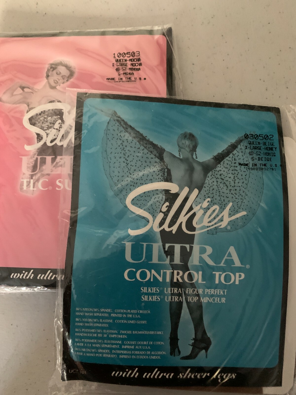 Silkies Ultra Control Top Support Nylons X-Tall Queen Mocha Navy Tan ...