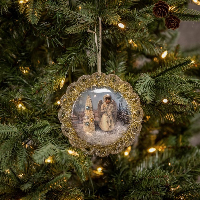 Ragon House Emma Angel Christmas Diorama Ornament Paper Tinsel Sisal ...