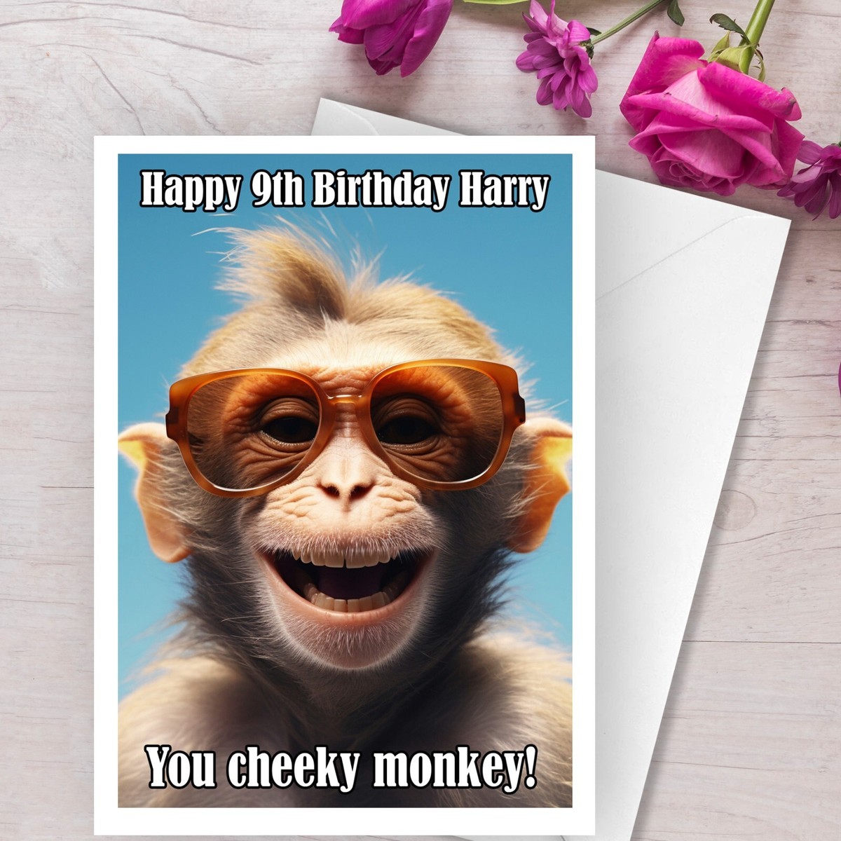 Happy Birthday Funny Monkey Funny Vintage 3RD BIRTHDAY Card FOR 3 YEAR