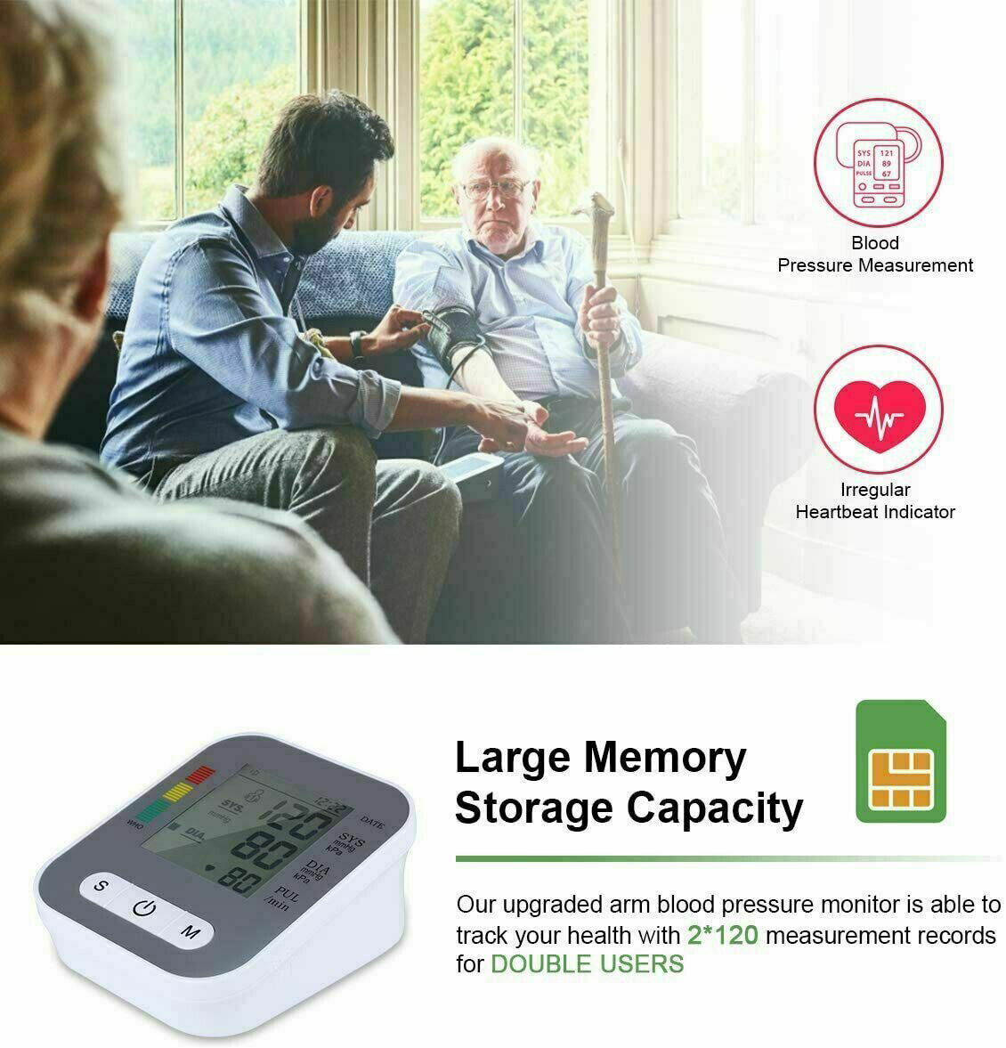 Upper Arm Blood Pressure Monitor Digital BP Cuff Machine Automatic ...