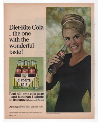 vintage 1960s large size mag print ad Diet-Rite Cola RC soda sexy girl ...