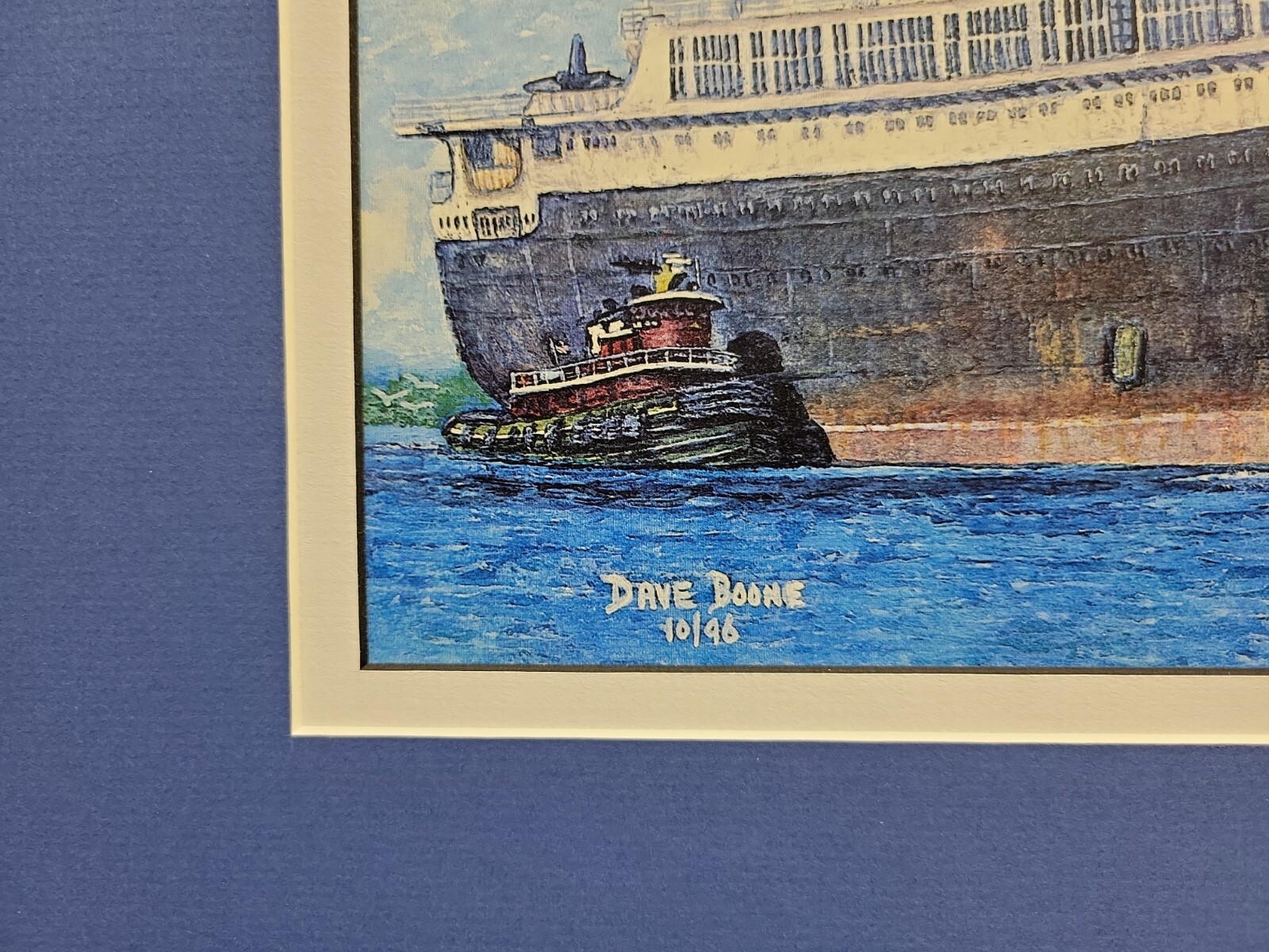 OLD FRIENDS MEET AGAIN by DAVE BOONE Nautical Art Tug Moran S.S. UNITED ...