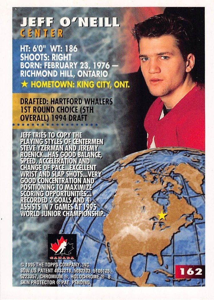 1994-95 Topps Finest Hockey Jeff O'Neill RC #162 NM/MT TEAM CANADA | eBay