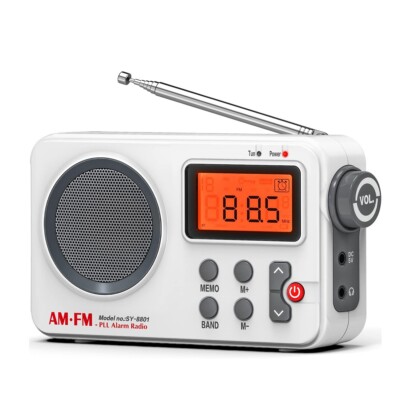 Rechargeable Portable FM/AM Radio Digital LCD Screen Clear Loud Speaker ...