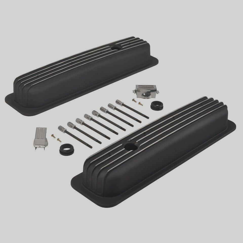 Black Short Finned Valve Cover LS LS1 LS3 Chevy Vortec 5.0 5.7 305 350 ...