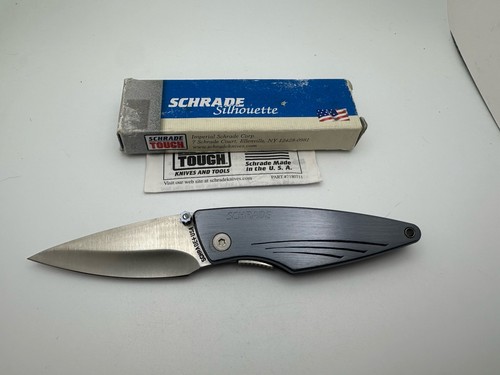 DISCONTINUED Schrade Silhouette SQ424 Grey Liner Lock Folding Knife ...