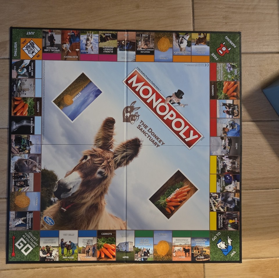 Monopoly The Donkey Sanctuary Edition Board Game, inside everything is ...