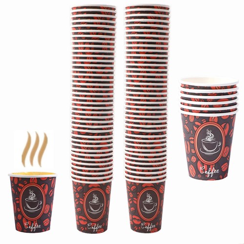 100 Pack Quality Disposable Paper Hot Coffee Cups, Perfect For Hot ...