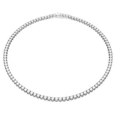 Swarovski Matrix Tennis Necklace Medium, Round Cut White Rhodium Plated ...