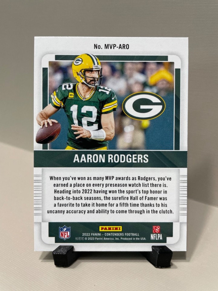 2022 PANINI CONTENDERS MVP AARON ROGERS #MVP-ARO EMERALD GREEN BAY ...
