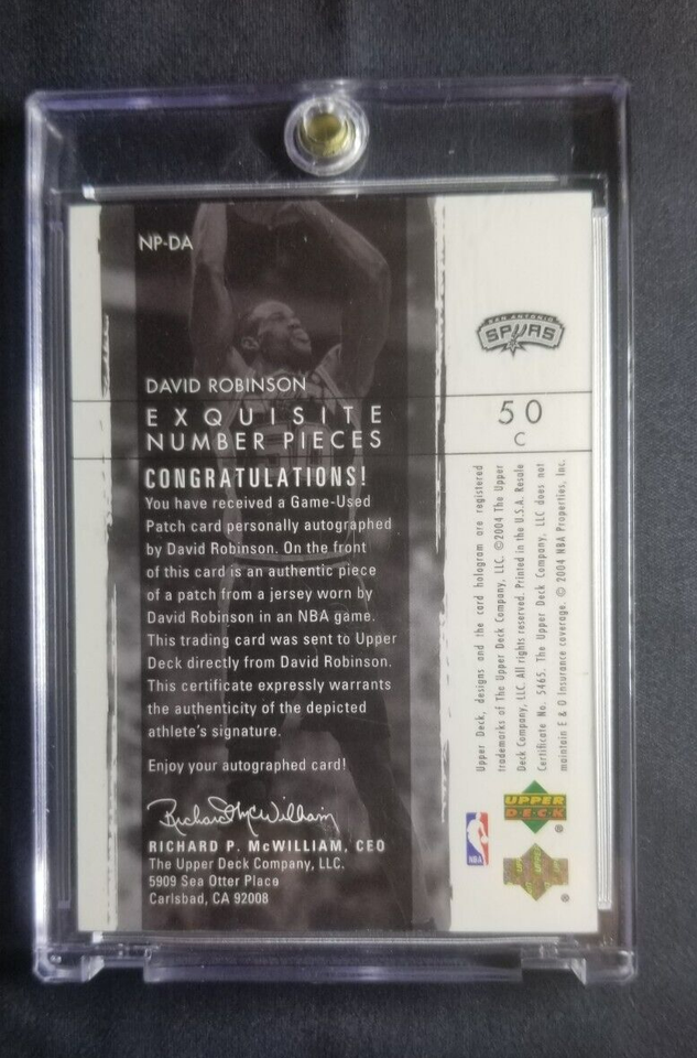 2003-04 Exquisite Number Pieces NP-DA DAVID ROBINSON Auto 3 Clr Patch ...