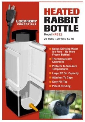 Heated Rabbit Bottle 32 Oz 20 Watts. 120 Volts 12"-15" cord with anti ...
