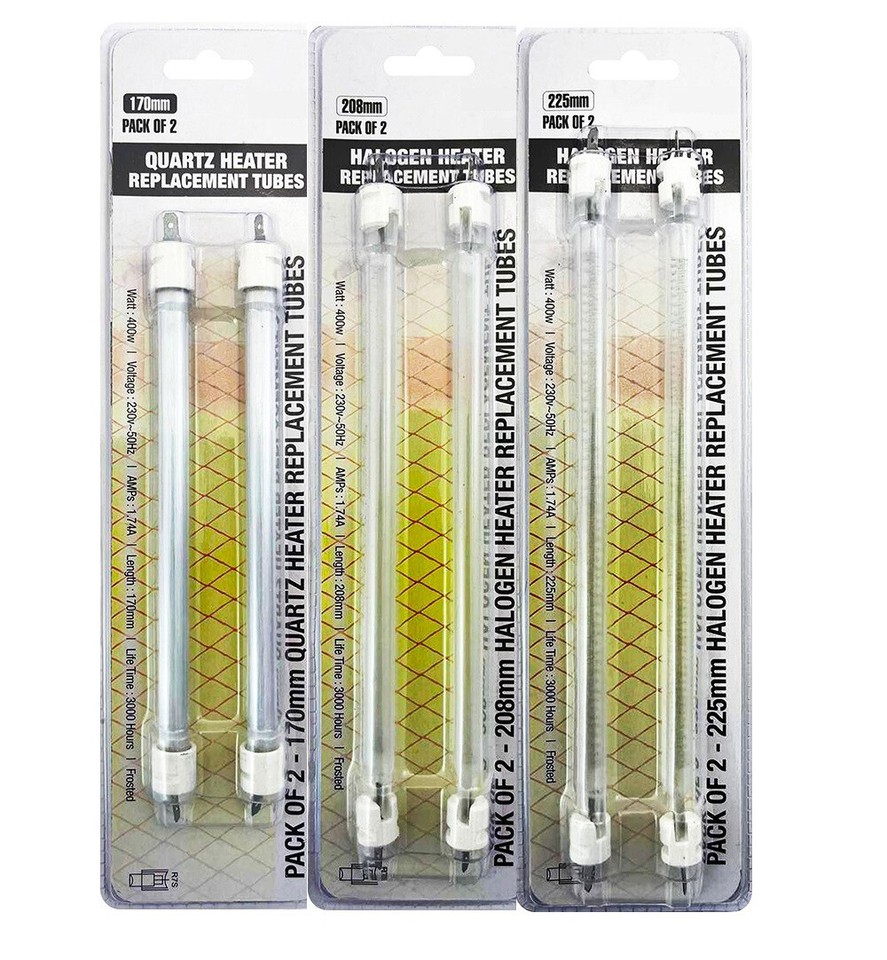 Set Of 2 Halogen Heater Replacement Tubes Fire Bar Heater Lamp Element ...