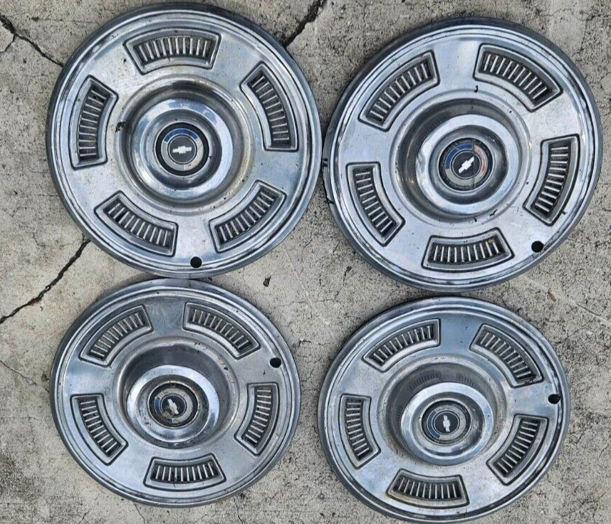 (4) hubcaps set 1967 CHEVROLET CHEVELLE MALIBU Wheel Cover Hub cap OEM ...