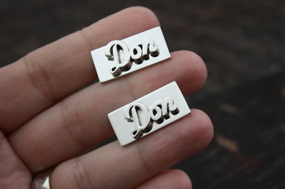 Vtg Estate Silver Tone Unbranded Monogrammed DON Name Cufflinks Tie Bar ...