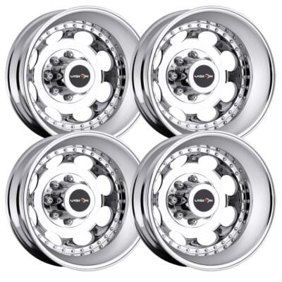 (Set-4) Vision 181Z Hauler Dually 19x6.75 8x6.5 102mm Machined Wheels ...