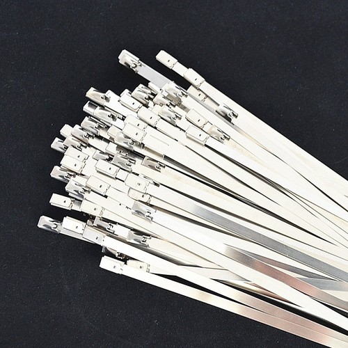 100Pcs Wrap Straps Self Locking Cable Ties Chrome 12"Stainless Steel ...