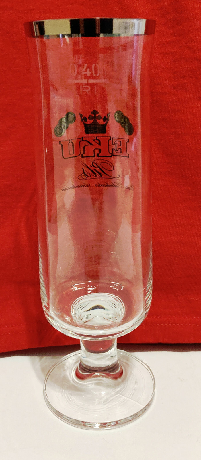 Vintage German EKU Pils Erste Kulmbacher beer stem glass. Crown coins ...
