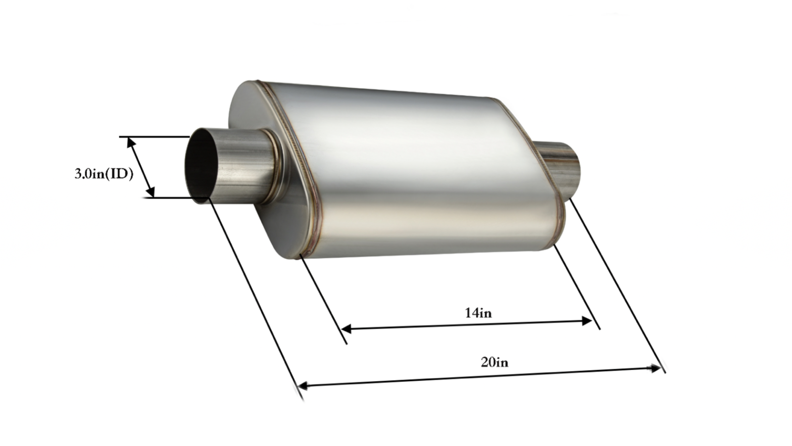 Universal Oval Muffler, 3inch inlet/outlet Center,Straight-Through ...