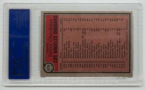 1981 Topps Baseball Los Angeles Dodgers Tom Lasorda Team Checklists ...