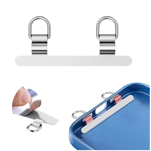 2 PCS Ultra-Thin Stainless Steel Phone Tether Tab with Two Hooks for ...