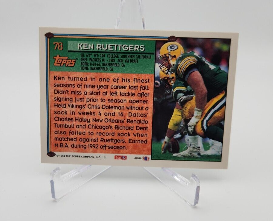 Ken Ruettgers - Topps - Special Effects - 1994 - Green Bay Packers ...