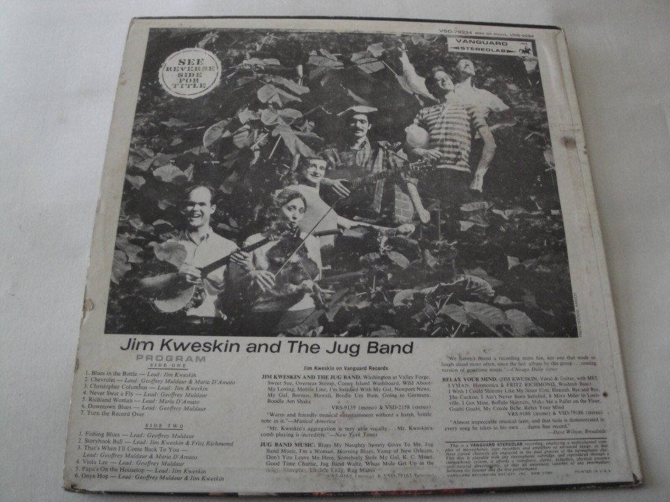 see reverse side for title Jim Kweskin & The Jug Band VINYL LP ALBUM ...