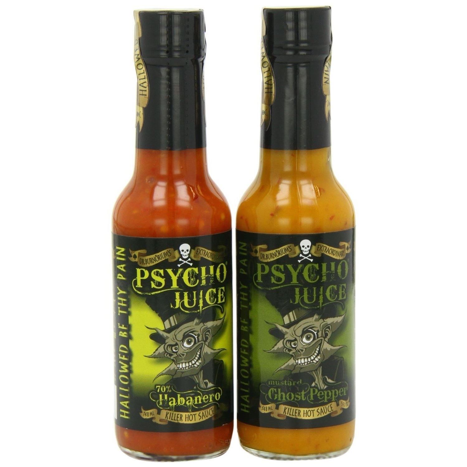 Hot Chilli Sauce 2 Set Spicy 70% Habanero & Mustard Ghost Pepper Psycho ...
