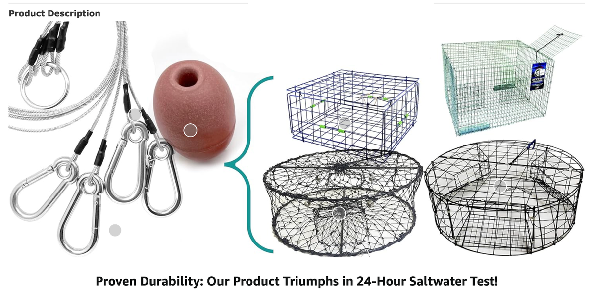 Fish Trap Crab Trap Harness With 304 Stainless Hooks & Float - 4 Arm ...