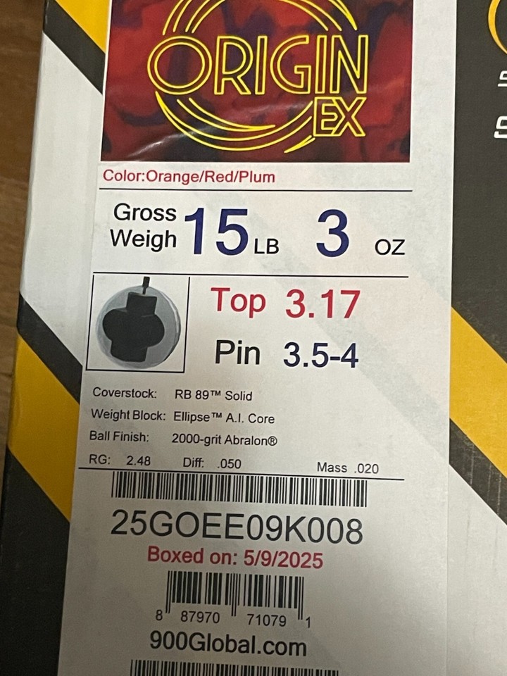 NIB #15 900 Global ORIGIN EX Bowling Ball See Photos For Specs | eBay