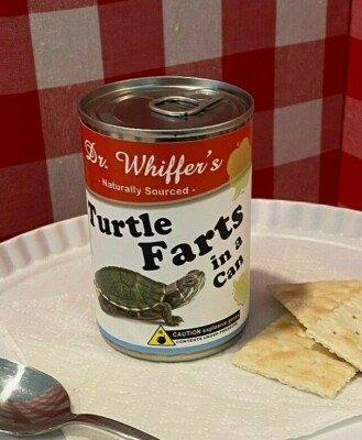 2x Funny Turtle Farts Soup Can Labels - Joke Gag GIFT Red Eared Slider ...