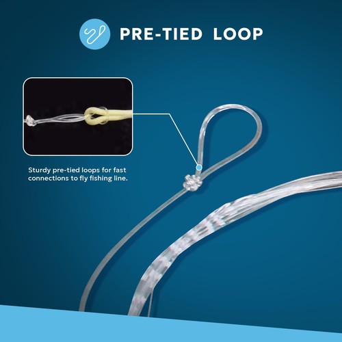 SF 6PCS Pre Tied Loop Fly Tapered Leader Nylon Fly Fishing Trout Leader ...