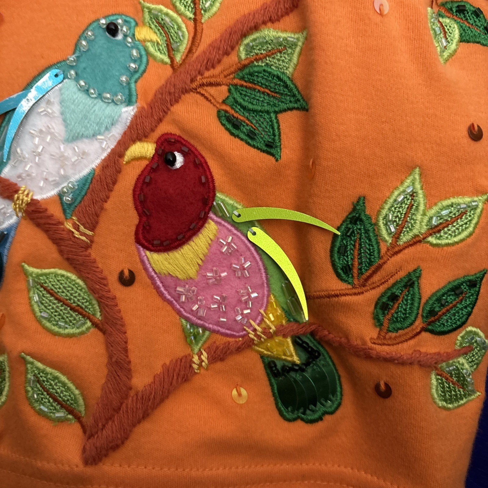 VTG Jack B Quick Orange beaded Sequins cardigan Sweat… - Gem