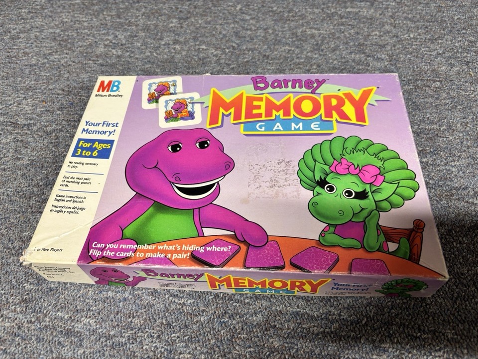 Barney Memory Game Baby Bop 1993 100% Complete 72 Cards Milton Bradley ...