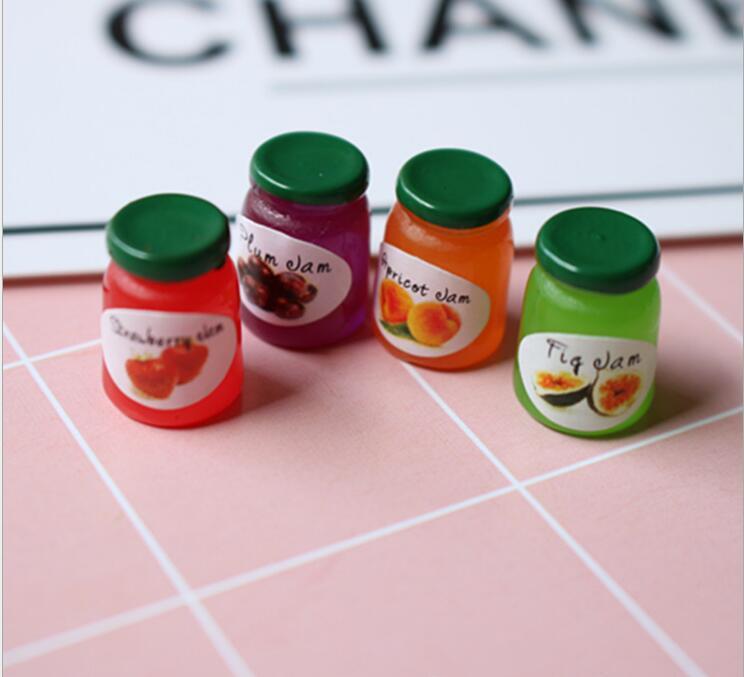 4 Dollhouse Miniature Fruit Jam Bottles Kitchen Food Flavor Jar Shop ...