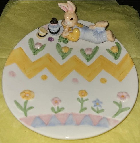 OMNIBUS BY FITZ AND FLOYD BUNNY RABBIT EGG SHAPED EASTER PORCELAIN ...