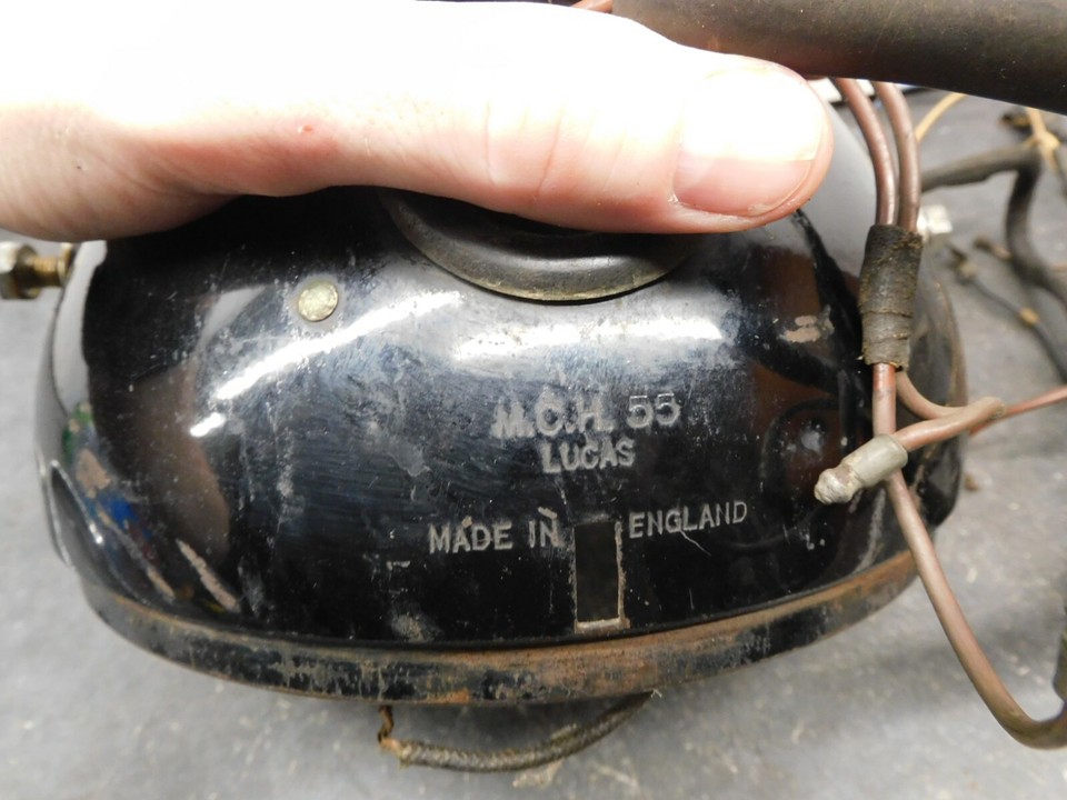 Triumph Norton BSA Vincent Lucas MCH55 OEM Headlight w/ Wiring 2401 | eBay
