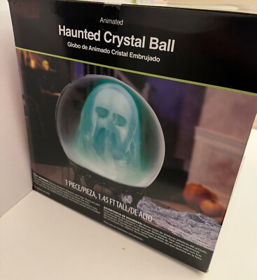 18" GEMMY Haunted Crystal Ball - Animated Ghost Face with Spooky Sounds ...