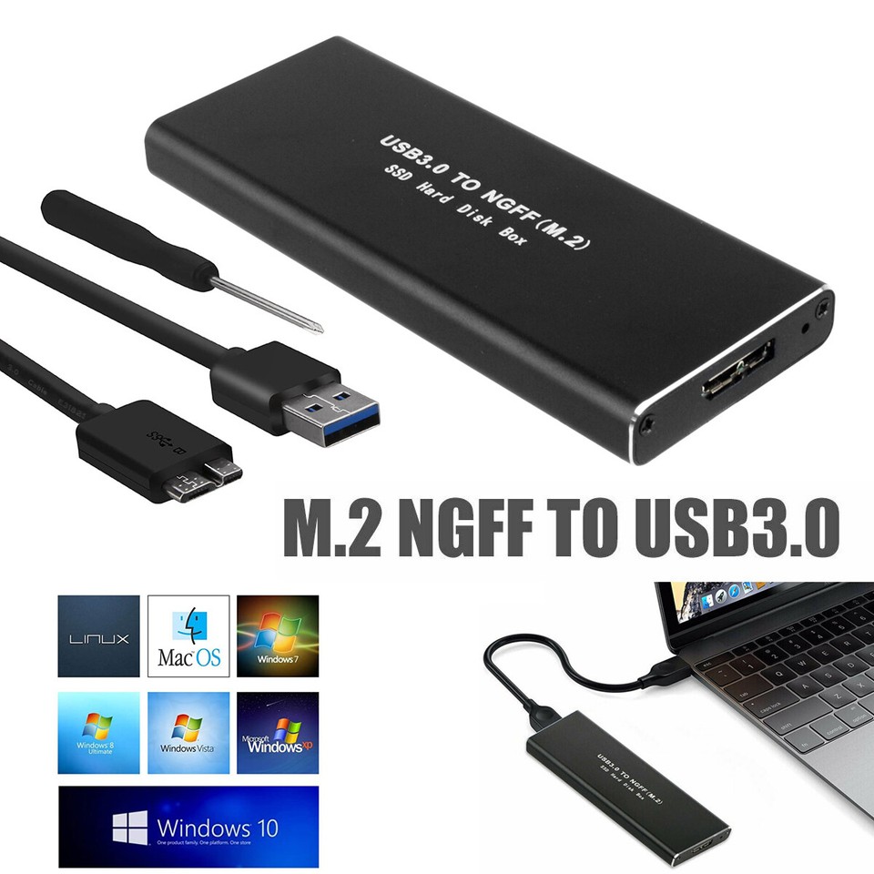 Aluminum M.2 SATA SSD to USB 3.0 External SSD Reader Converter Adapter ...
