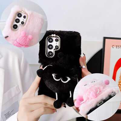 For Samsung Galaxy Note 20 S21 S22 S23 S24 Soft Cute Fur Plush Fluffy ...