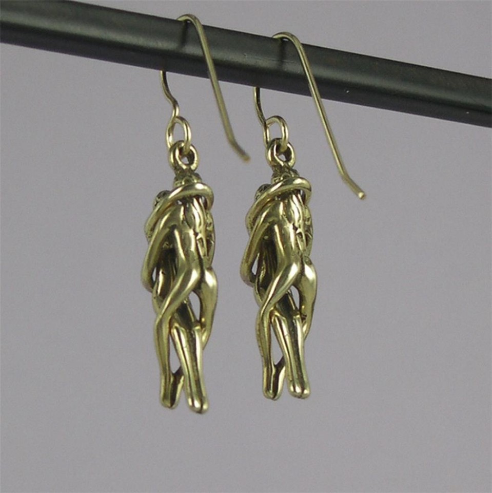 Woman / Woman Embrace Hook Dangle Earrings Lesbian Silver Bronze Made ...