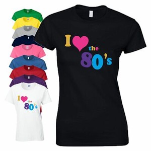 I Love 80's T Shirt 80 Party Fancy Dress Costume 80s Heart Gift Ladies ...