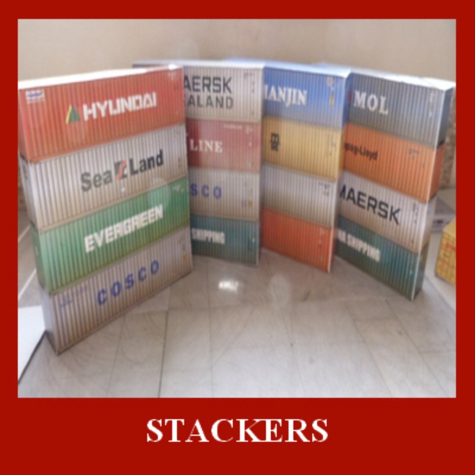 HO 1:87 Scale Stack of x 4 Shipping Containers 40ft Model Card Kit HO 1 ...