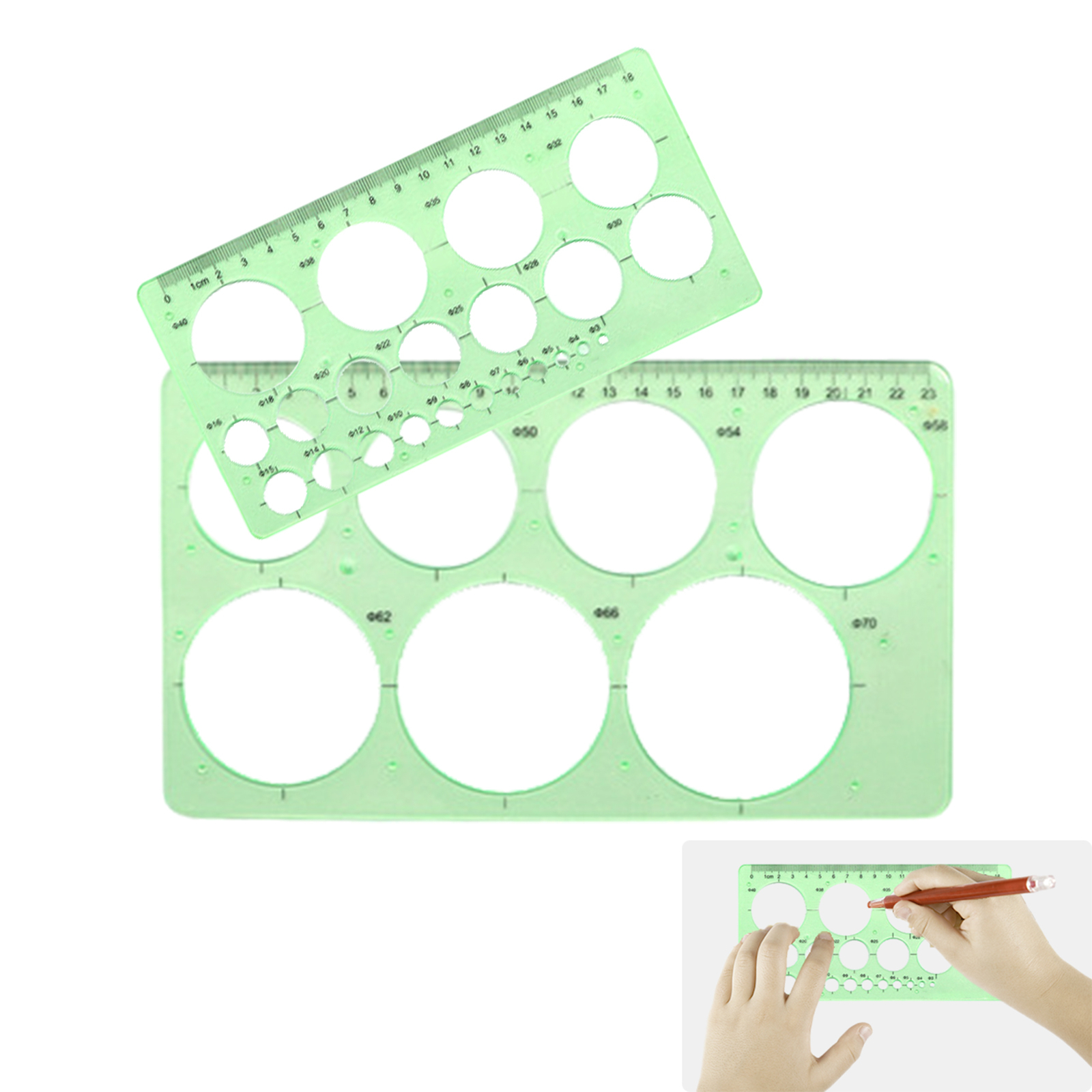 2pcs Circle Template Multifunctional Quilling Ruler Plastic Drawing ...