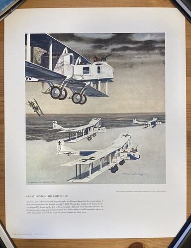 Vtg 1960 Gotha G. IV Military Bomber Airplane London MERV CORNING Litho ...