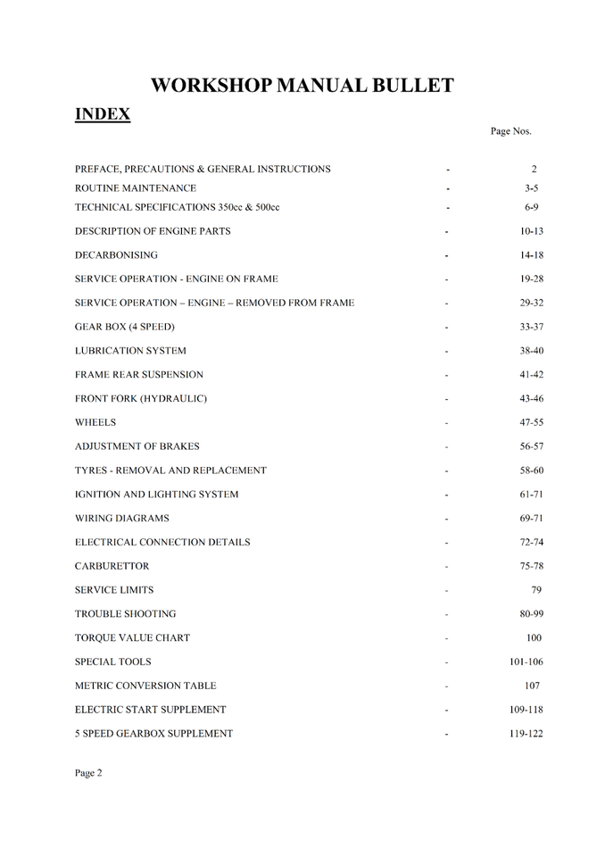 ROYAL ENFIELD 350 500 BULLET 1989 - 2007 SERVICE WORKSHOP REPAIR MANUAL ...